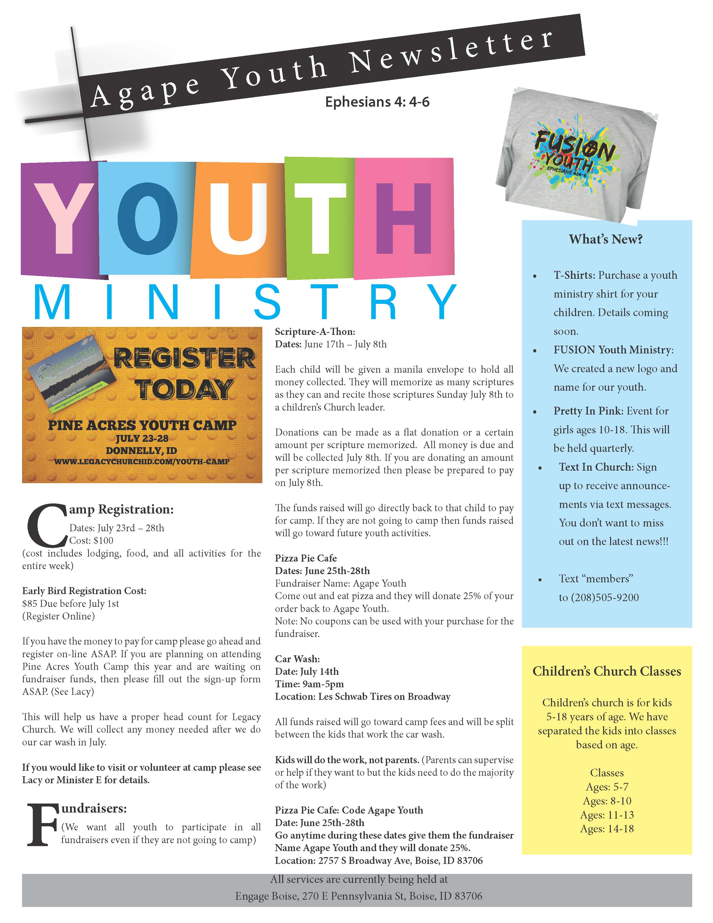 Youth Newsletter Agape Christian Worship Center Youth Newsletter Agape Christian Worship Center